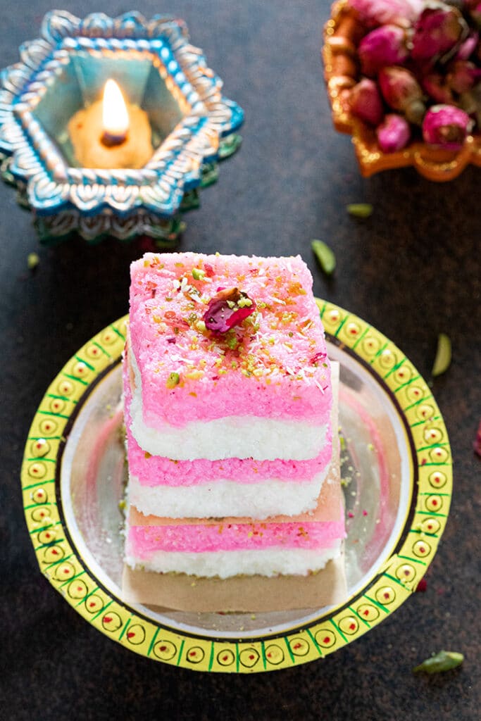 Coconut Burfi ( Nariyal Burfi) - Ruchiskitchen