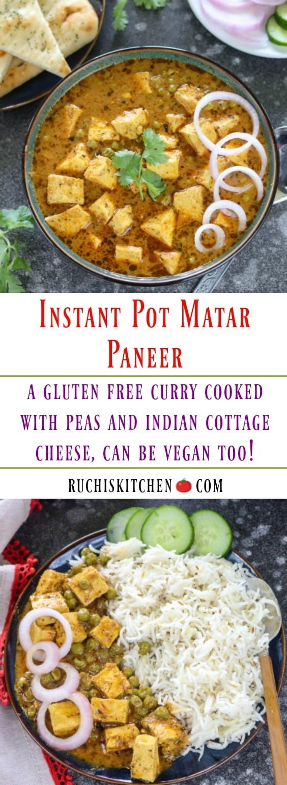 Instant Pot Matar Paneer Recipe - Ruchiskitchen