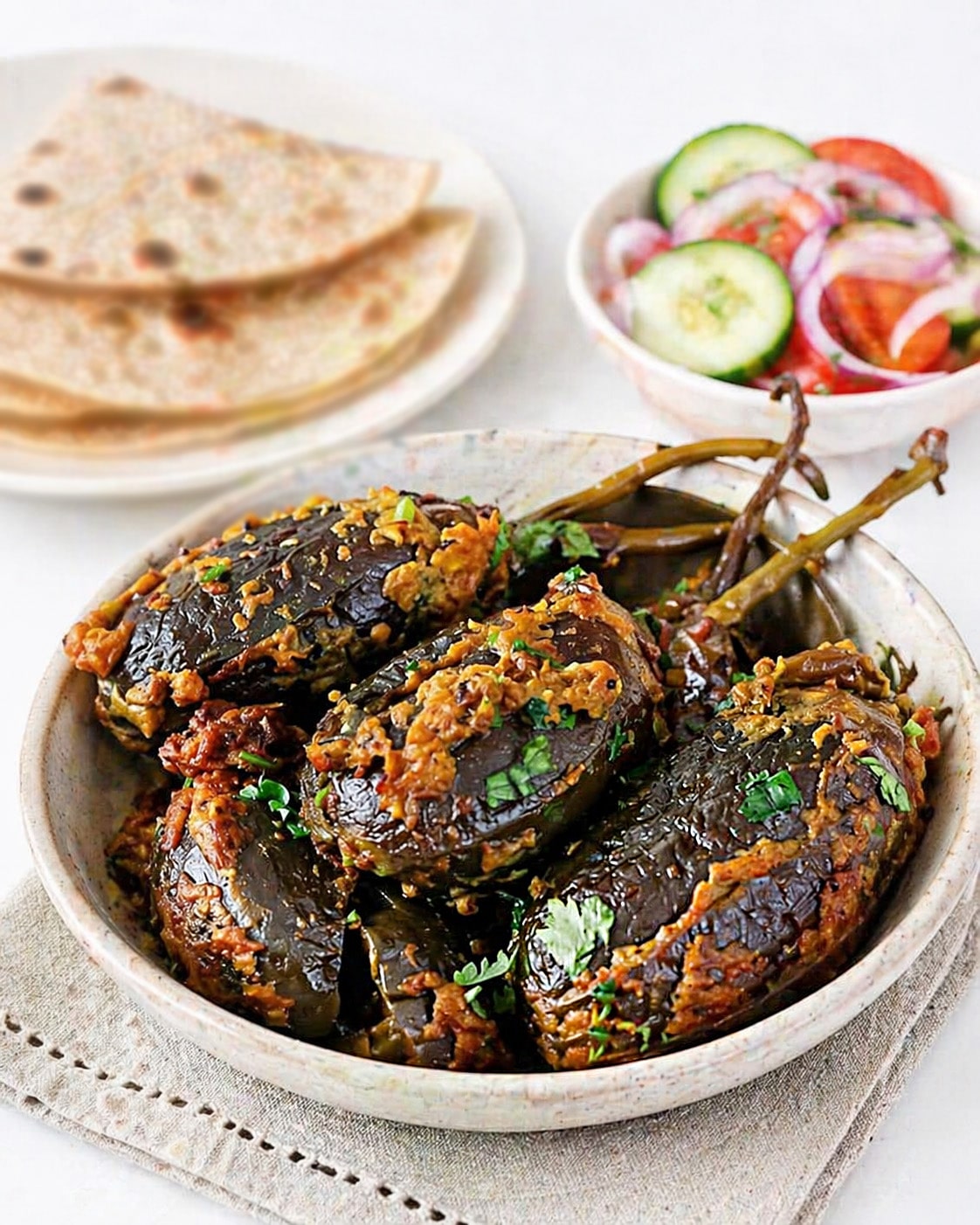 Instant Pot Bharwan Baingan | Stuffed Baby Eggplant Curry