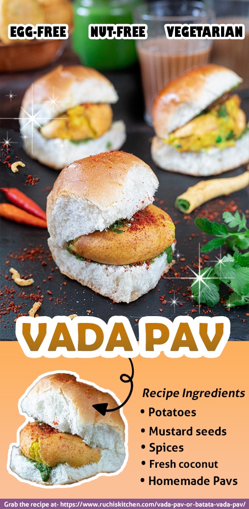 Vada Pav (Batata vada Pav) - Ruchiskitchen