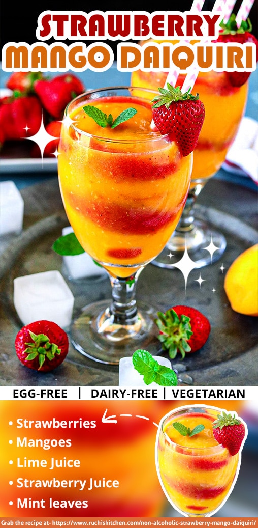 Non Alcoholic Strawberry Mango Daiquiri - Ruchiskitchen