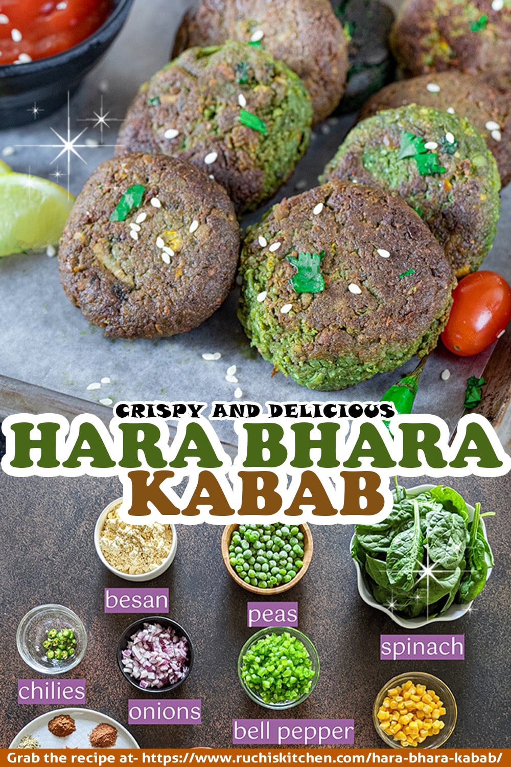 Hara Bhara Kabab ( Spinach Vegetable Patties) - Ruchiskitchen