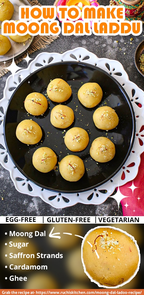 Moong Dal Ladoo Recipe (Moong Dal Laddu) - Ruchiskitchen