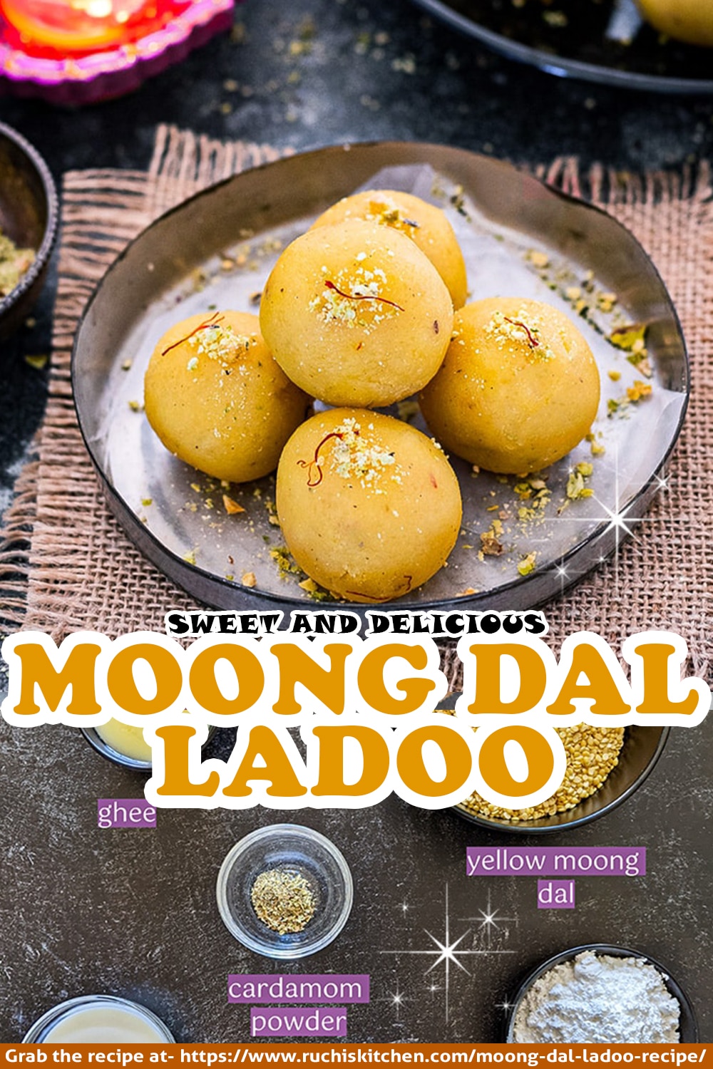 Moong Dal Ladoo Recipe (Moong Dal Laddu) - Ruchiskitchen